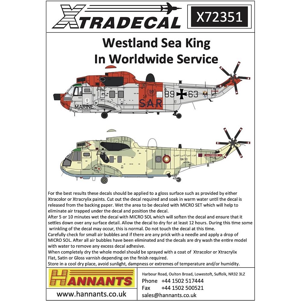 1:72 Westland Sea King In Worldwide Service X72351 Xtradecal – SGS Model Store