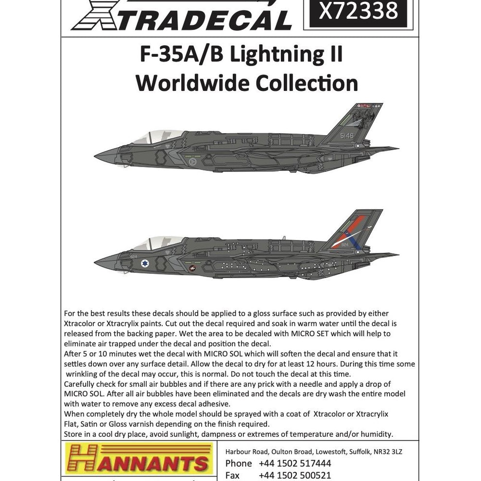 Xtradecal X72338 F-35A / B Lightning II Worldwide Collection 1/72 – SGS Model Store